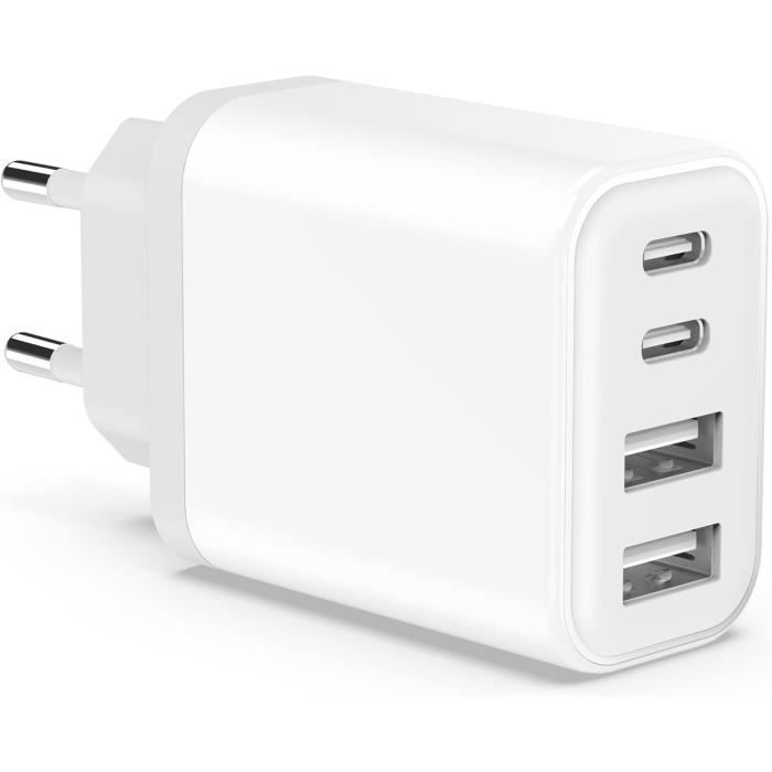 Chargeur USB C Rapide, 40W 4-Port Prise USBC Multi Secteur Replacement ...