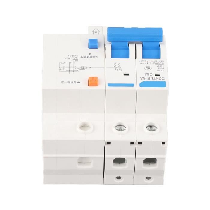 Disjoncteur De Courant Disjoncteur 2P 63A Disjoncteur Dz47Le 63 2P N C63 Rccb Disjoncteur À ...