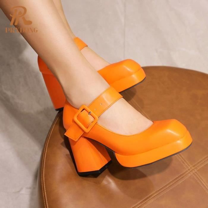 Escarpins à talons hauts épais pour femmes chaussures de soirée bureau ...