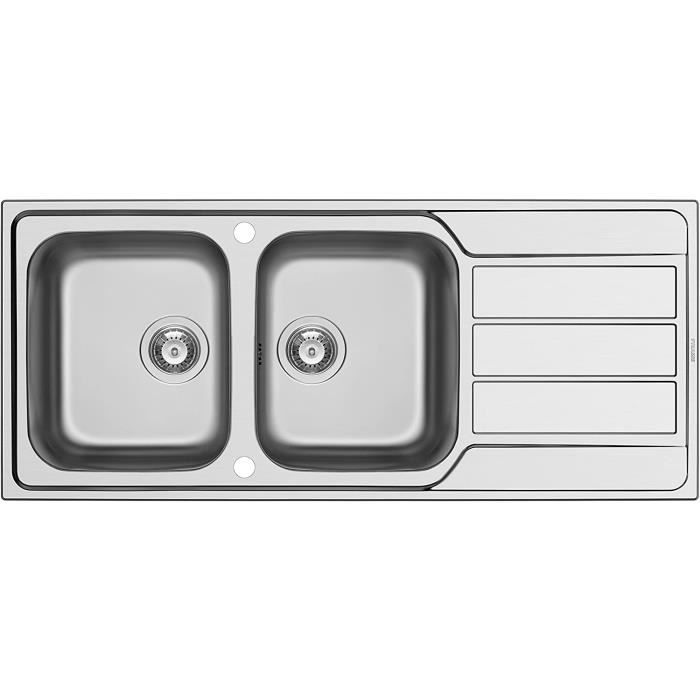 Pyramis ATHENA 2B 1D Evier encastrable en acier inoxydable poli 116 x ...