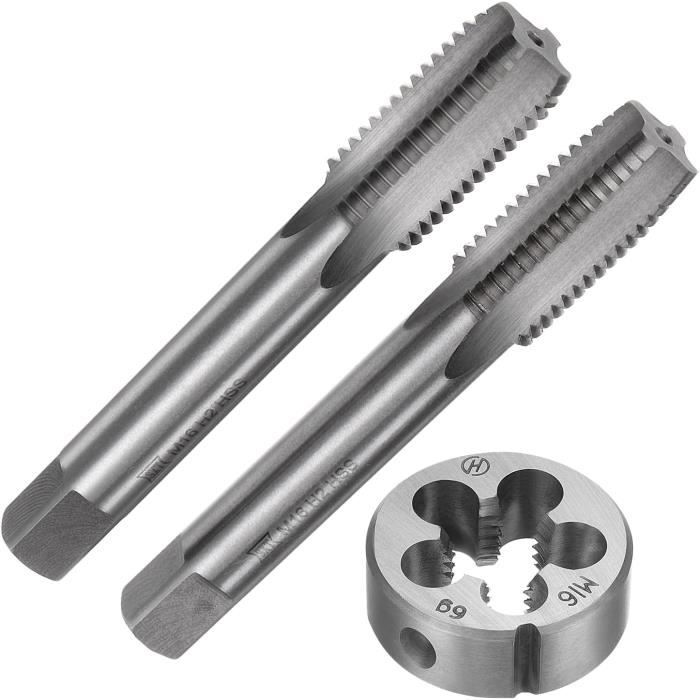 Lot De 3 Tarauds Et Filières Métriques M16 X 2, Tarauds Filetés Et Matrices Rondes, Kit D'Outils ...