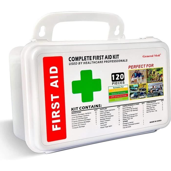 Trousse de Premiers Secours Composée de 120 Articles pour la Maison, le Véhicule, les Voyages ...