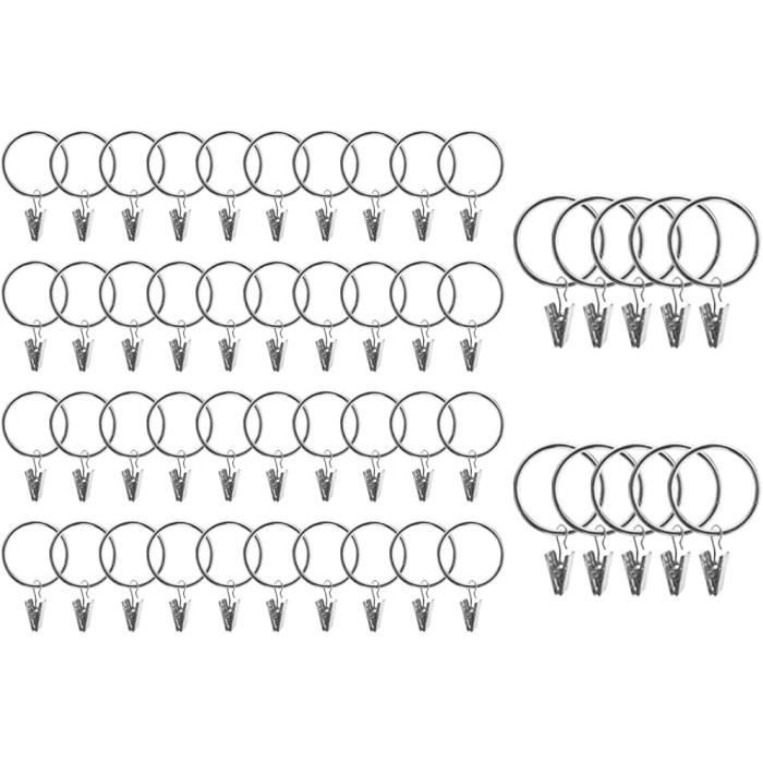 Anneaux pour Rideaux, 50 Pièces 35mm Anneaux de Rideaux en Métal Clips ...