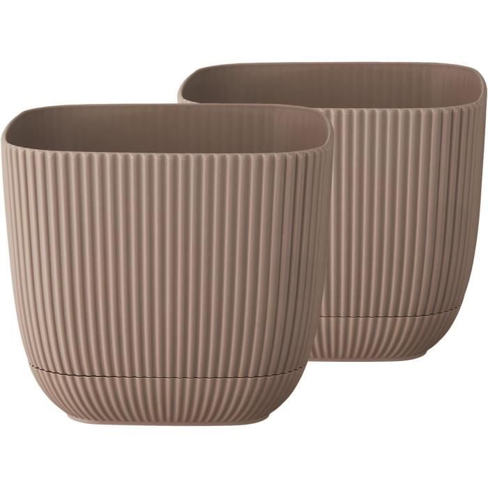 Pots de fleurs en plastique carrés - Lot de 2 - TRAHOO - 19 x 19 cm ...