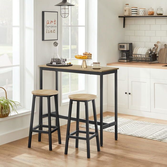 Ensemble table de bar avec 2 tabourets - Table haute avec tabourets de ...