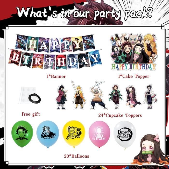 Demon Slayer Décoration d'anniversaire pour les fans Contient une ...