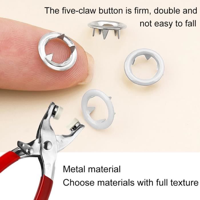 100 Pièces Boutons Pression Set, Boutons-Pression en Metal, Pince a ...
