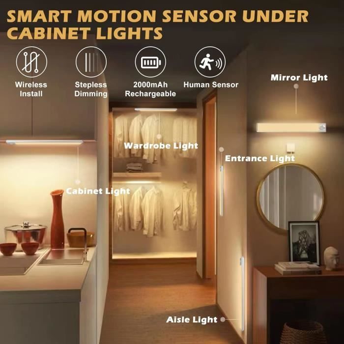 40Cm Réglette Led Cuisine Sans Fil 6500K Lot De 2 120 Led Lampe ...