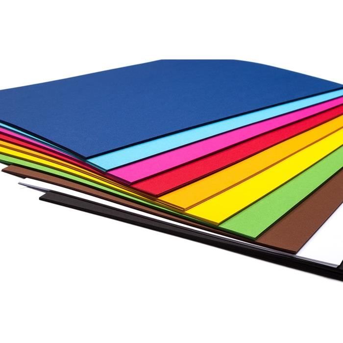 100 feuilles de Cartonette A4, Papier à dessin, teinté dans la masse ...