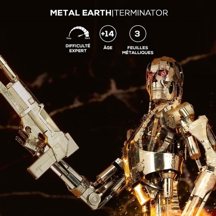 Maquette en métal Metal Earth ICONX - Terminator T-800 - Blanc - ~100 ...