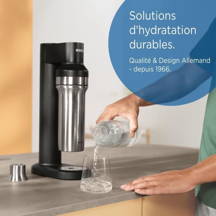 Machine à soda BRITA - SodaTRIO Noire - 1 Bouteille 1L et 1 Cylindre de ...
