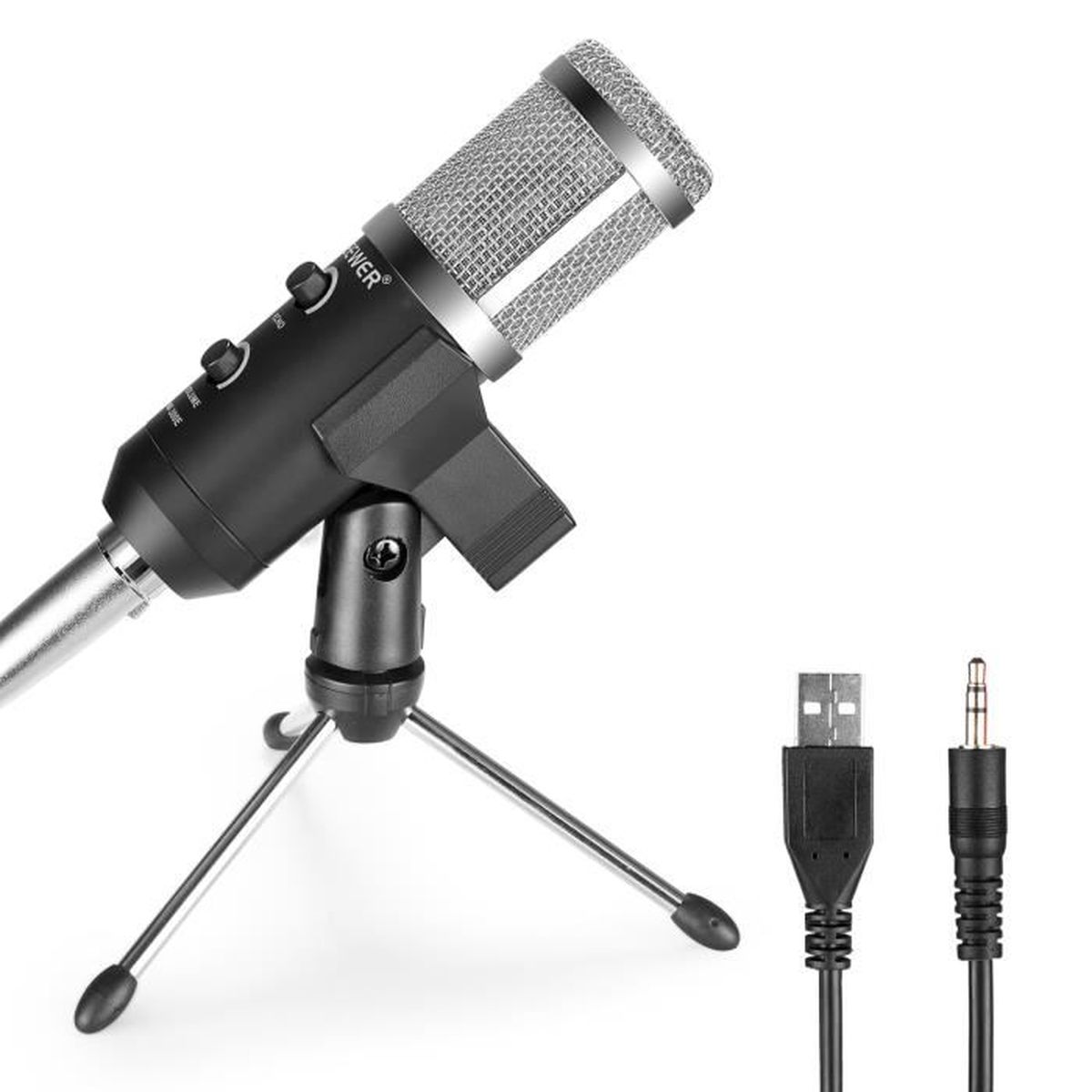 Neewer NW-300E USB Microphone à Condensateur Noir, Trépied de Bureau ...