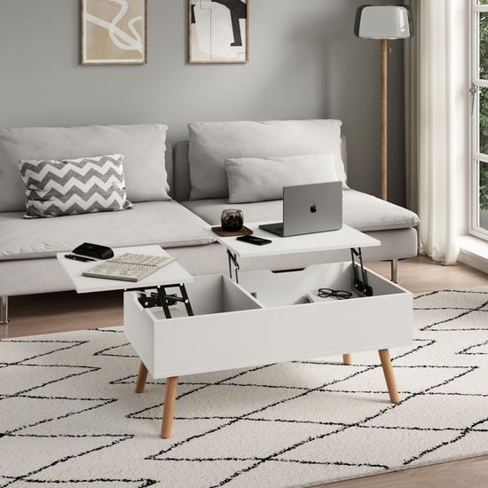 Table basse relevable 2en1 - Table basse transformable en bureau d ...