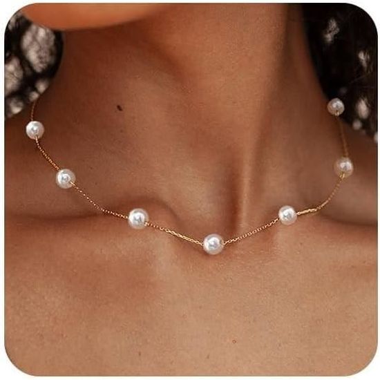 Collier Perle Femme Enfant Fille Plaqué Or Argent Collier Perle De ...