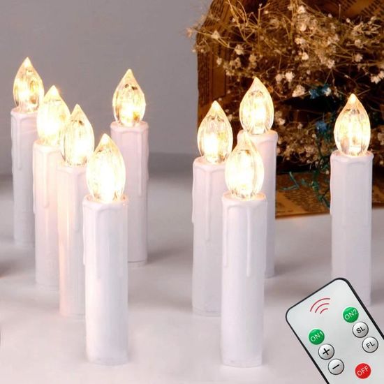 Bougies LED - LILIIN - 10 pièces - Blanc chaud - Télécommande - Dimmables - Cdiscount Maison