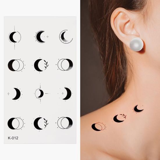 Tatouage Stickers,1 Feuille Lune Tatouage Temporaire Stickers,Sticker ...