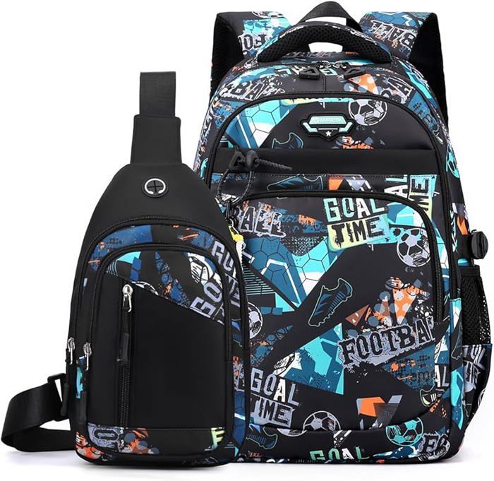 HAOPYOU Sac a Dos College ado Garcon Set de 2 Pices Grande Cartable Garcon Primaire Sacs Dos ...