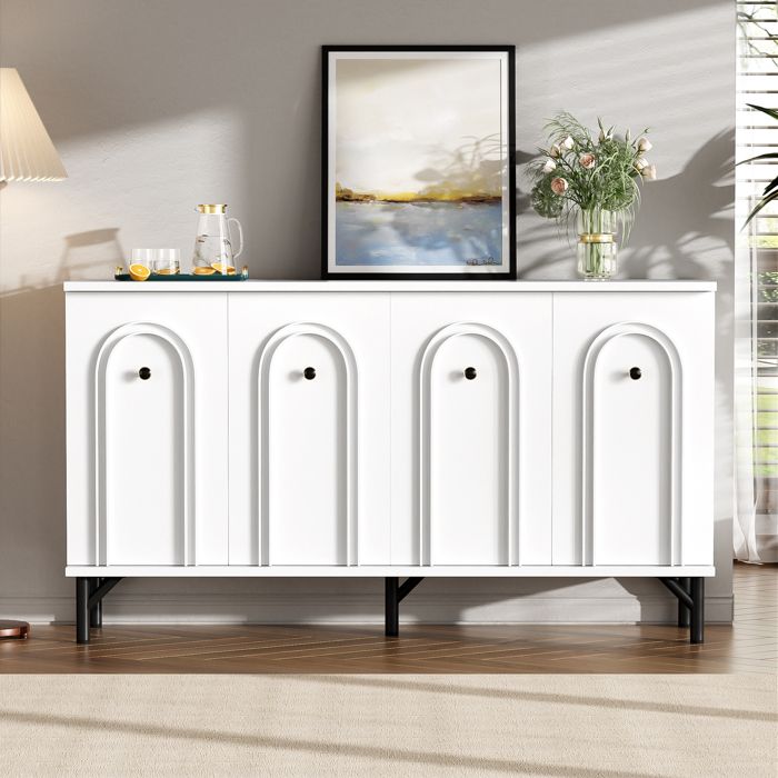Buffet Salon Moderne 4 Portes - étagères réglables - Design élégant ...