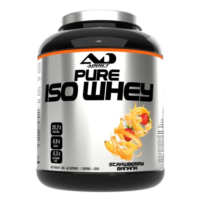 Whey isolate Pure Iso Whey - Strawberry Banana 2000g - Cdiscount Sport