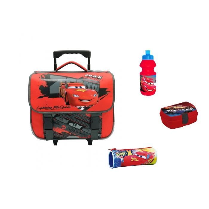 Cartable Trolley Cars + Trousse Scolaire + Boite à gouter Cars Rouge ...