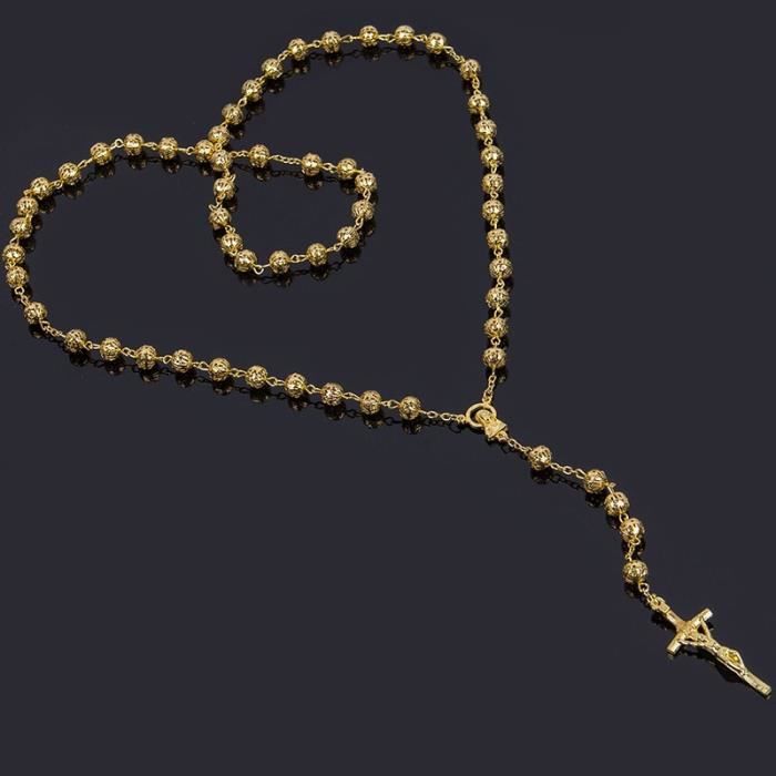 Collier New Catholic Cross Pendant Goddess 18K Gold Plated Trendy Long ...