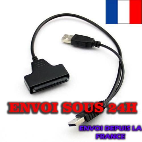 USB 2.0 to SATA Serial ATA 22P Adapter Cable Case - Cdiscount Informatique