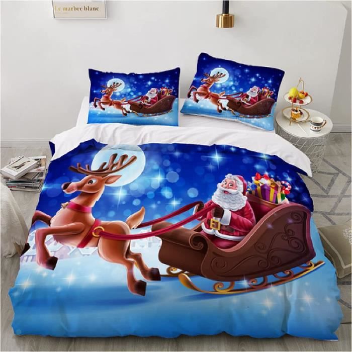 Housse de couette 220x240Cm Sapin de Noël Bonhomme de Neige Flocon ...