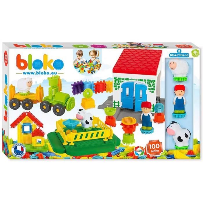 Coffret Jeu de construction Bloko : La Ferme 100 Bloko et 3 figurines ...
