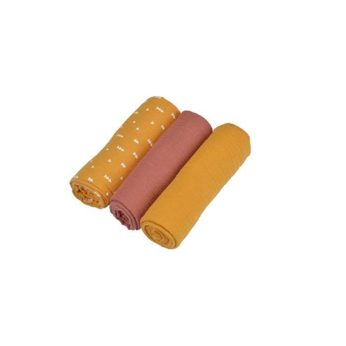 Bébé Douceur - Lot de 3 langes en gaze de coton - Moutarde et ...