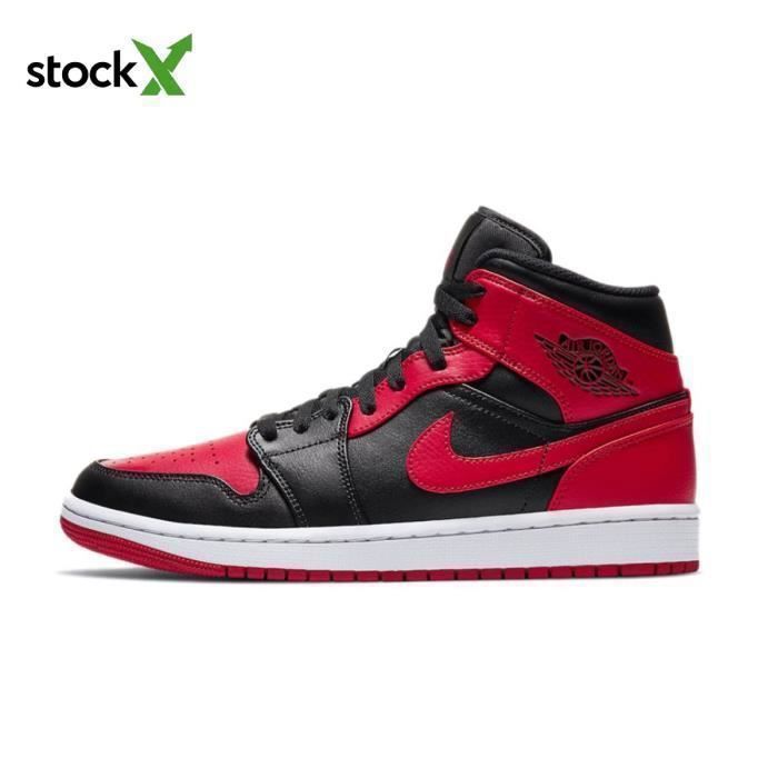 Baskets Nike Air Jordan 1 Mid “Bred” 554724-074 - Mixte - Rouge ...