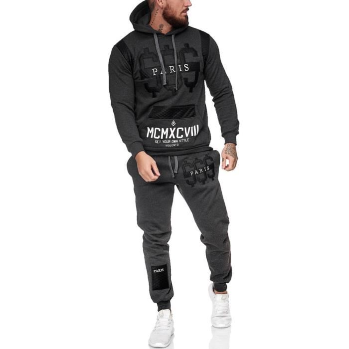 Ensemble de survêtement pour homme - Survêt 608 gris foncé - Manches ...