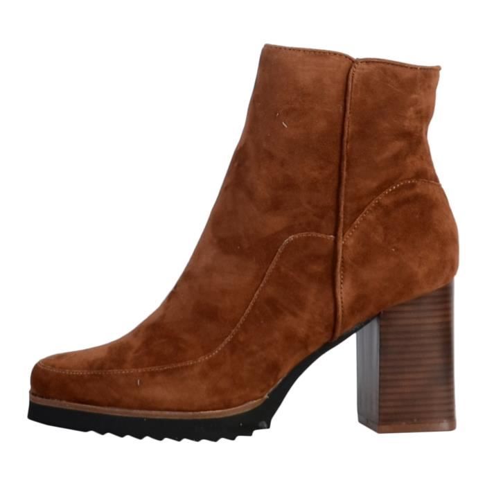 Boots Emilie Karston Valeria Velours Tabac Femme Velours tabac ...