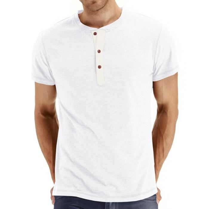 Tee Shirt Homme Fashion à Manches Courtes Col Arrondi Slim Fit Confort ...