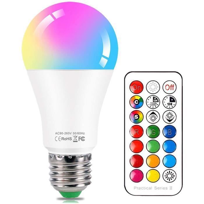 Ampoule LED Couleur E27 10W Changement de Couleur Dimmable LED Bulbs 12 ...