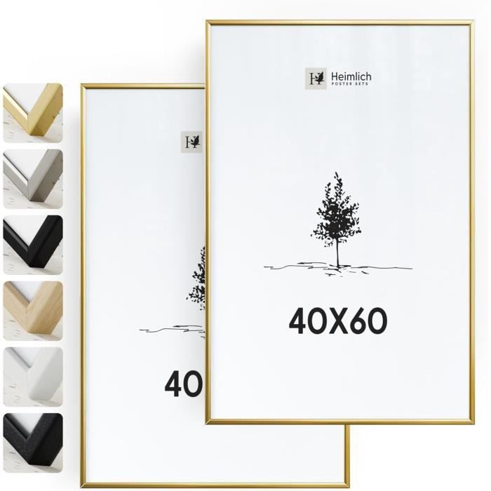 2X Cadre Photo 40X60 Cm En Aluminium Doré | Cadre 40X60 Cm | Cadre À ...