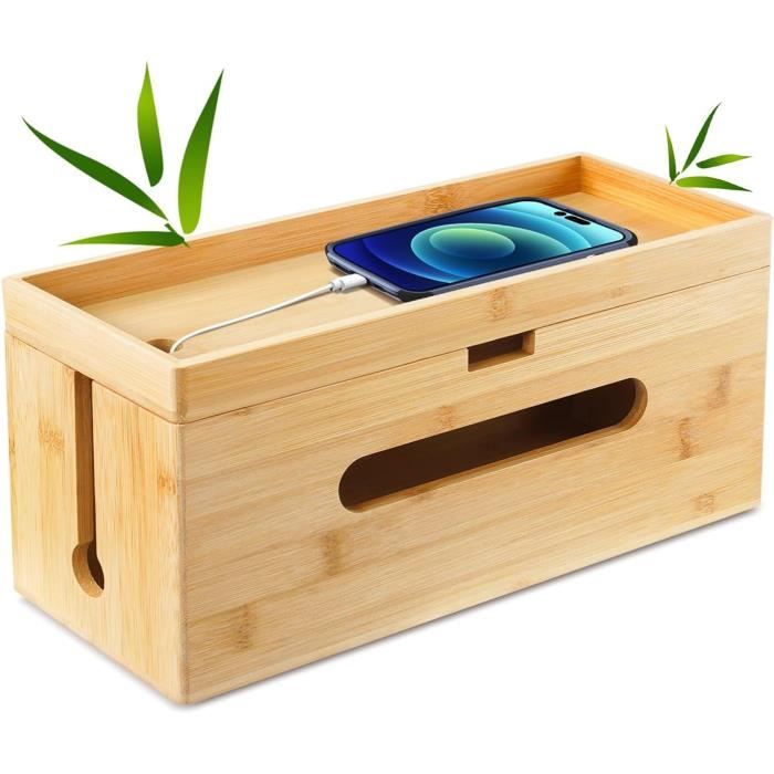 Boîte Cache Câble En Bambou Boîtes Rangement Câbles Cache Multiprise ...