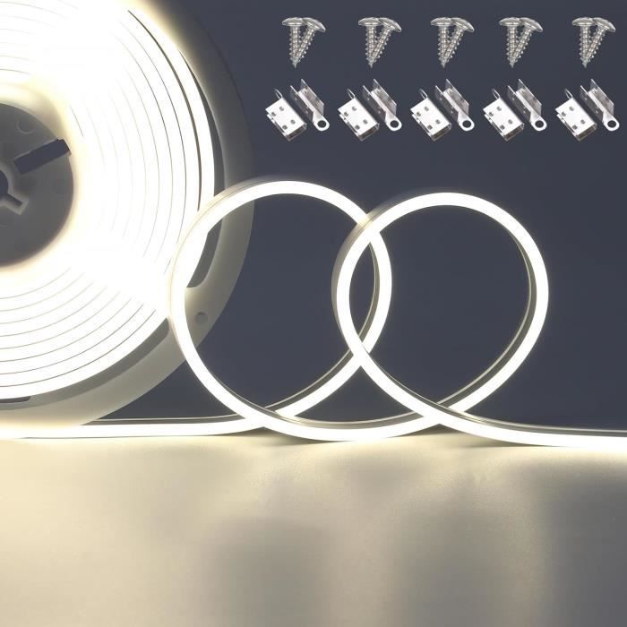 24V Bande Led Néon Blanc 5000K 5M Ip67 Étanche 4 X 10Mm Vue Latérale ...