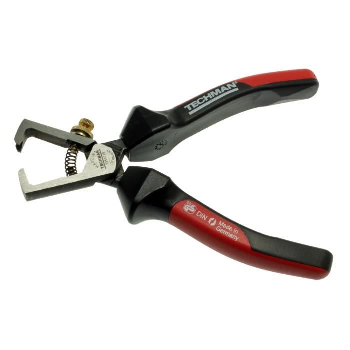 Pince à dénuder - TECHMAN - 160 mm - Noir - Ajustement de diamètre de ...