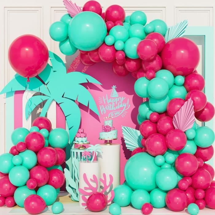 Kit Arche Ballons Rose Bleu,111Pcs Guirlande Ballon Matte Rose Rouge ...