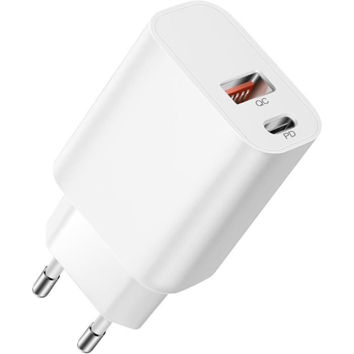 Chargeur Usb C, 2-Ports 20W Chargeur Rapide Usb, Usb-C Prise Type C ...