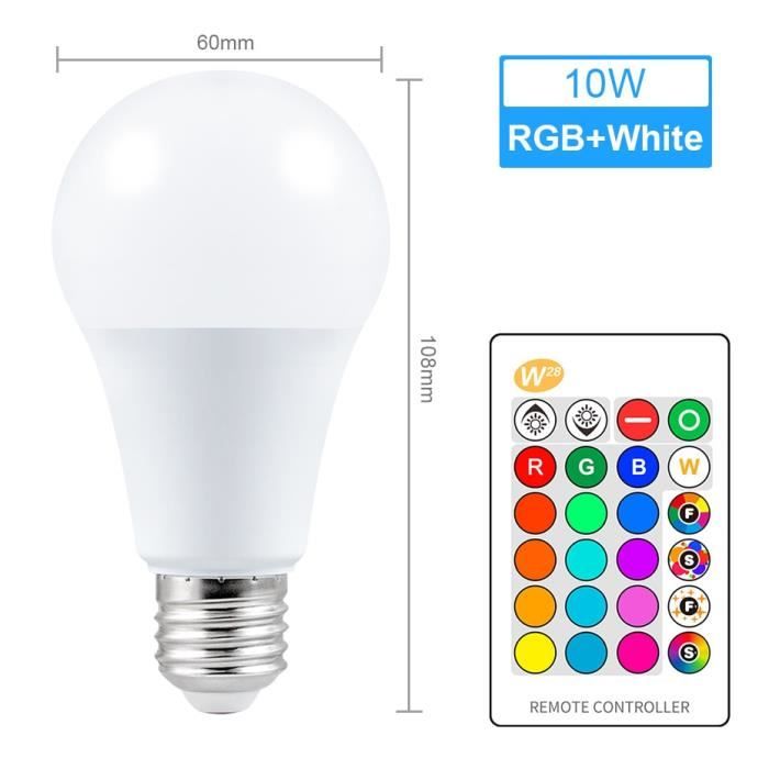 AMPOULE LED,10W RGB White--Ampoule LED E27, lampe RGB 110V 220V 5W 10W ...