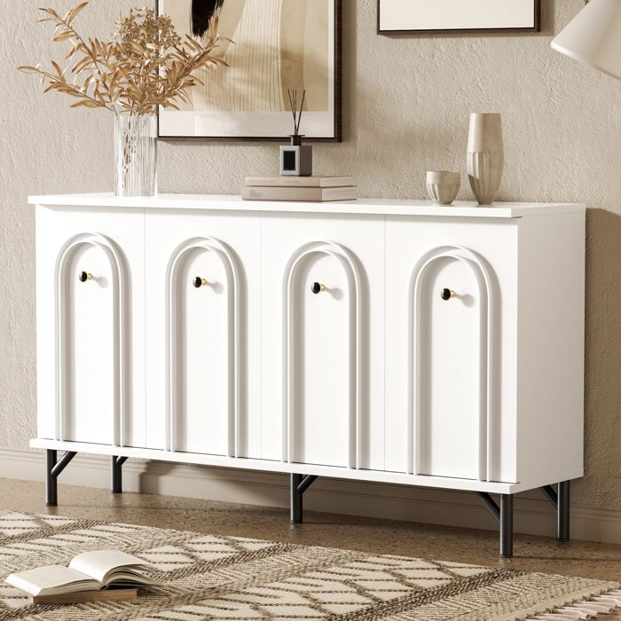 Buffet Salon Moderne 4 Portes - étagères réglables - Design élégant ...