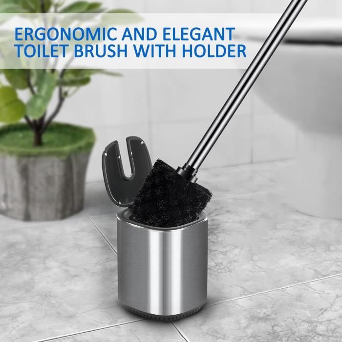 Brosse Wc Brosse De Toilette, Set De 2 Balai Brosse Noire, Faite D'Acier Inoxydable, Set De ...