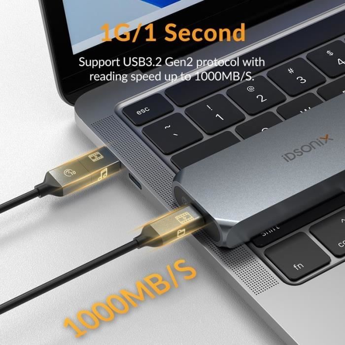 SATA 6 Gbit-s--IDSONIX-Boîtier SSD M2 NVMe en aluminium sans outil ...