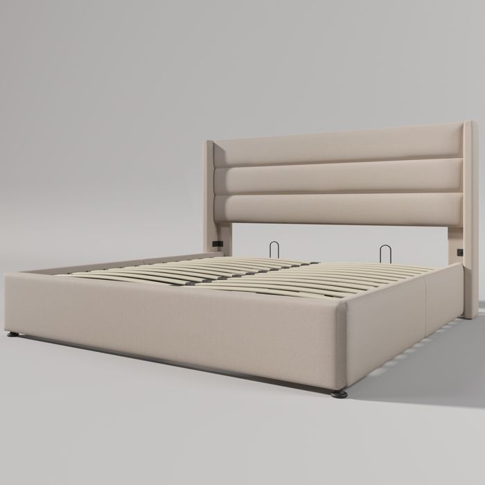 Lit double capitonné 140 x 200cm cadre de lit en Lin lit adult double ...