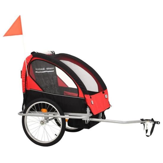 Remorque à vélo et poussette 2-en-1 - PWSHYMI - S11811 - Noir et Rouge ...