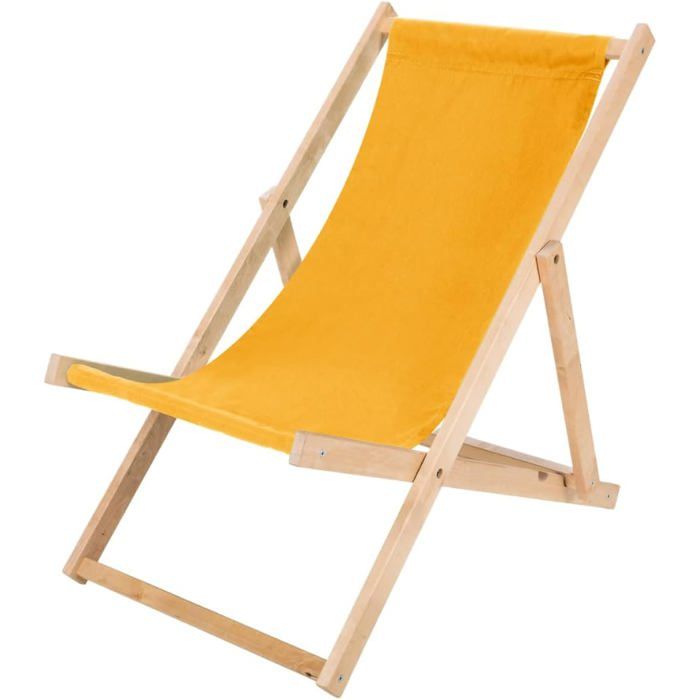 Chaise longue de jardin - Non spécifié - Jaune - Bois de hêtre - Pliable - 3 positions réglables ...