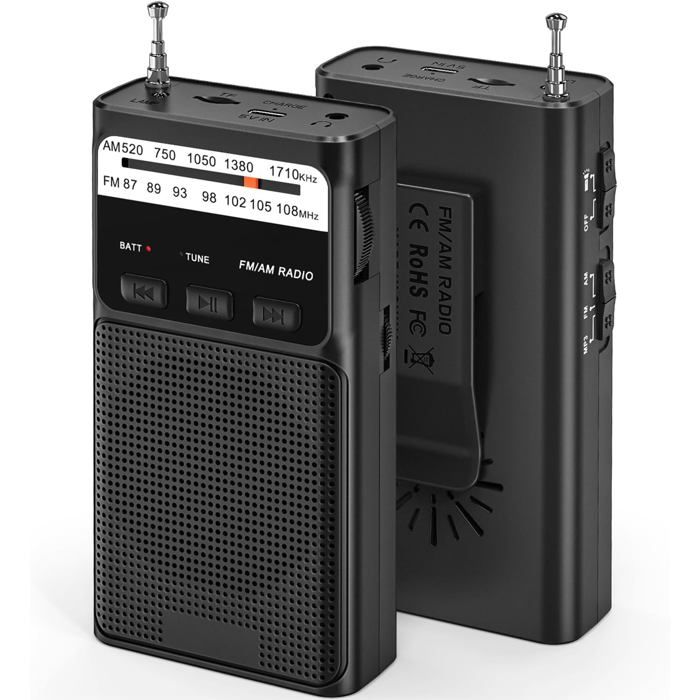 Petit Radio Portable,AM(MW)/FM Poste Radio Portable avec Rechargeable ...