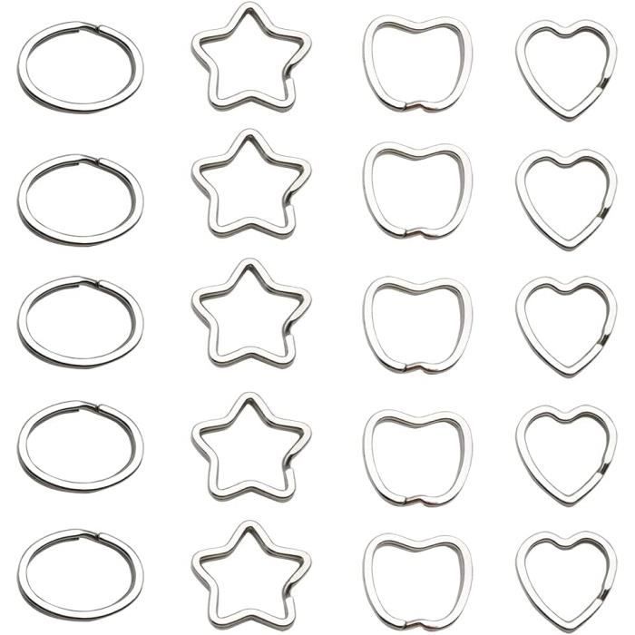 Anneaux Fendus En Métal Anneaux Porte Clef Métal 4 Formes Différentes ...