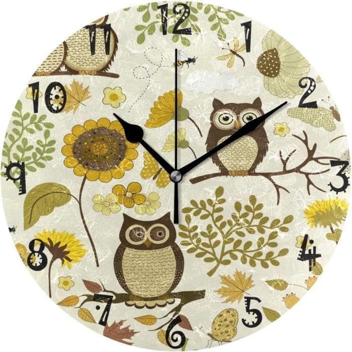 Chouettes D'Art Tournesol Pendule Murale Décoratif Horloge De Mur ...